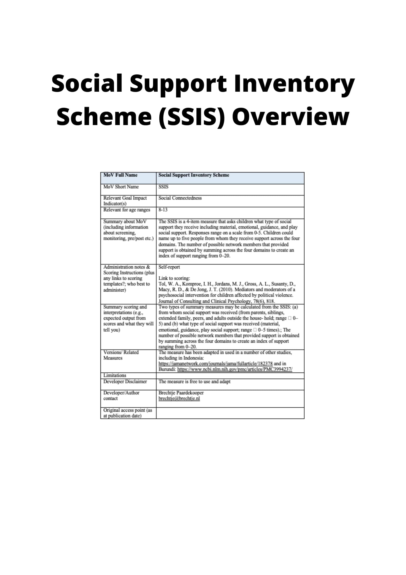 IASC MHPSS M&E FRAMEWORK MOV Toolkit - The MHPSS Network