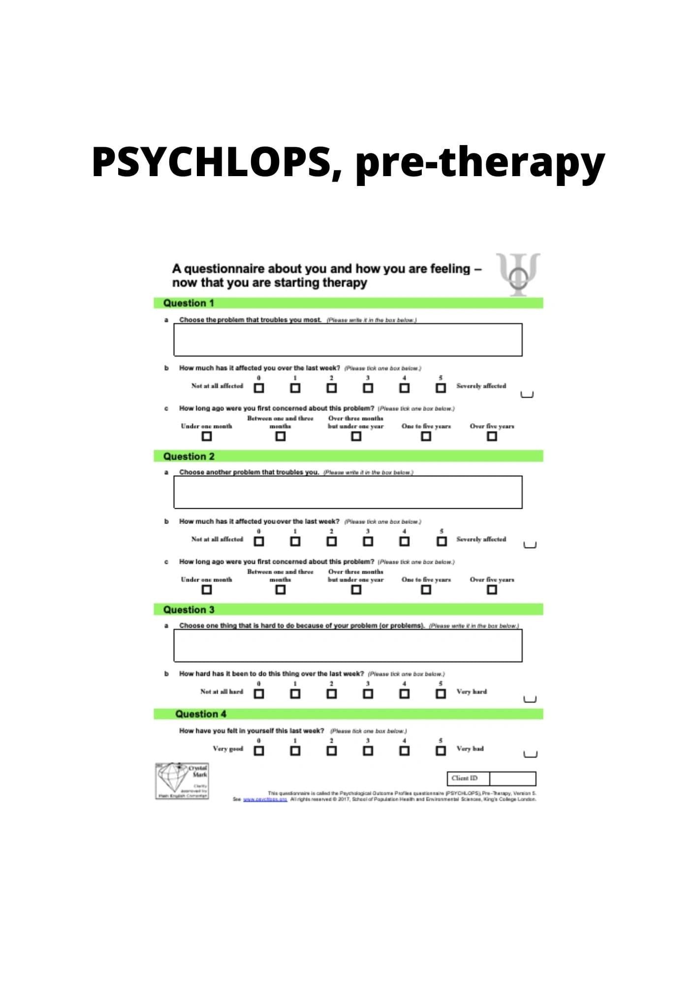 PSYCHLOPS, PRE-THERAPY - IASC MHPSS M&E FRAMEWORK MOV Toolkit - The ...