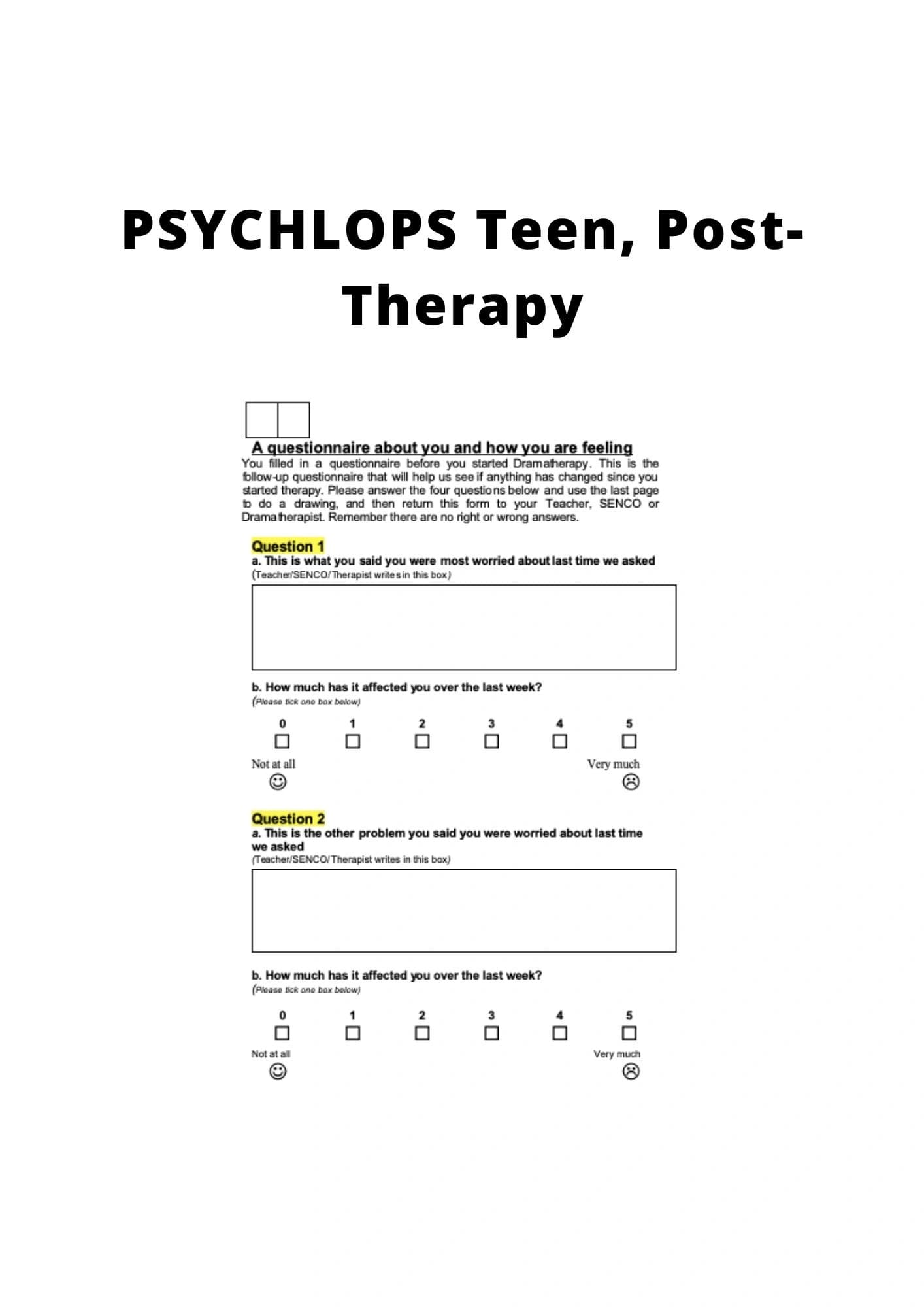 PSYCHOLOGICAL OUTCOME PROFILES (PSYCHLOPS) TEEN POST-THERAPY - IASC ...