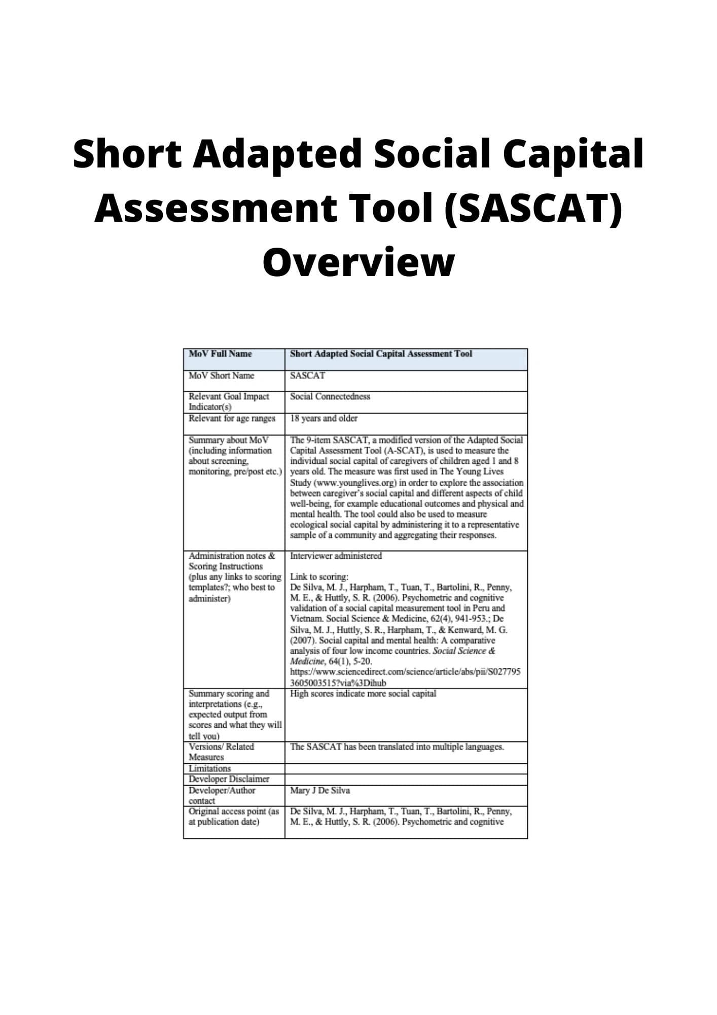 IASC MHPSS M&E FRAMEWORK MOV Toolkit - The MHPSS Network