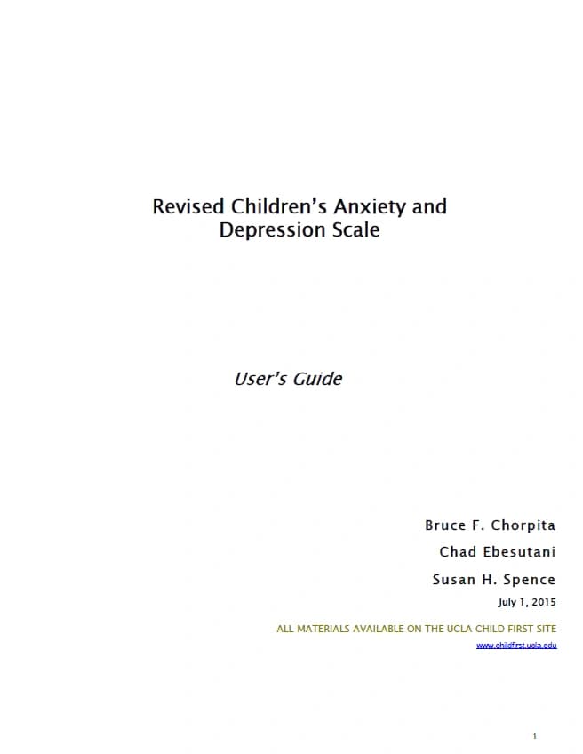 REVISED CHILDREN’S ANXIETY AND DEPRESSION SCALE: USER’S GUIDE - IASC ...